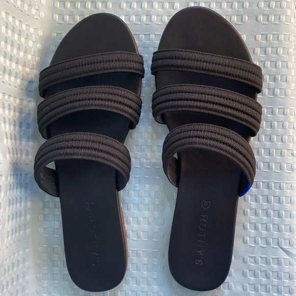 Rothy's | Shoes | Rothys Triple Band Sandals In Black | Poshmark